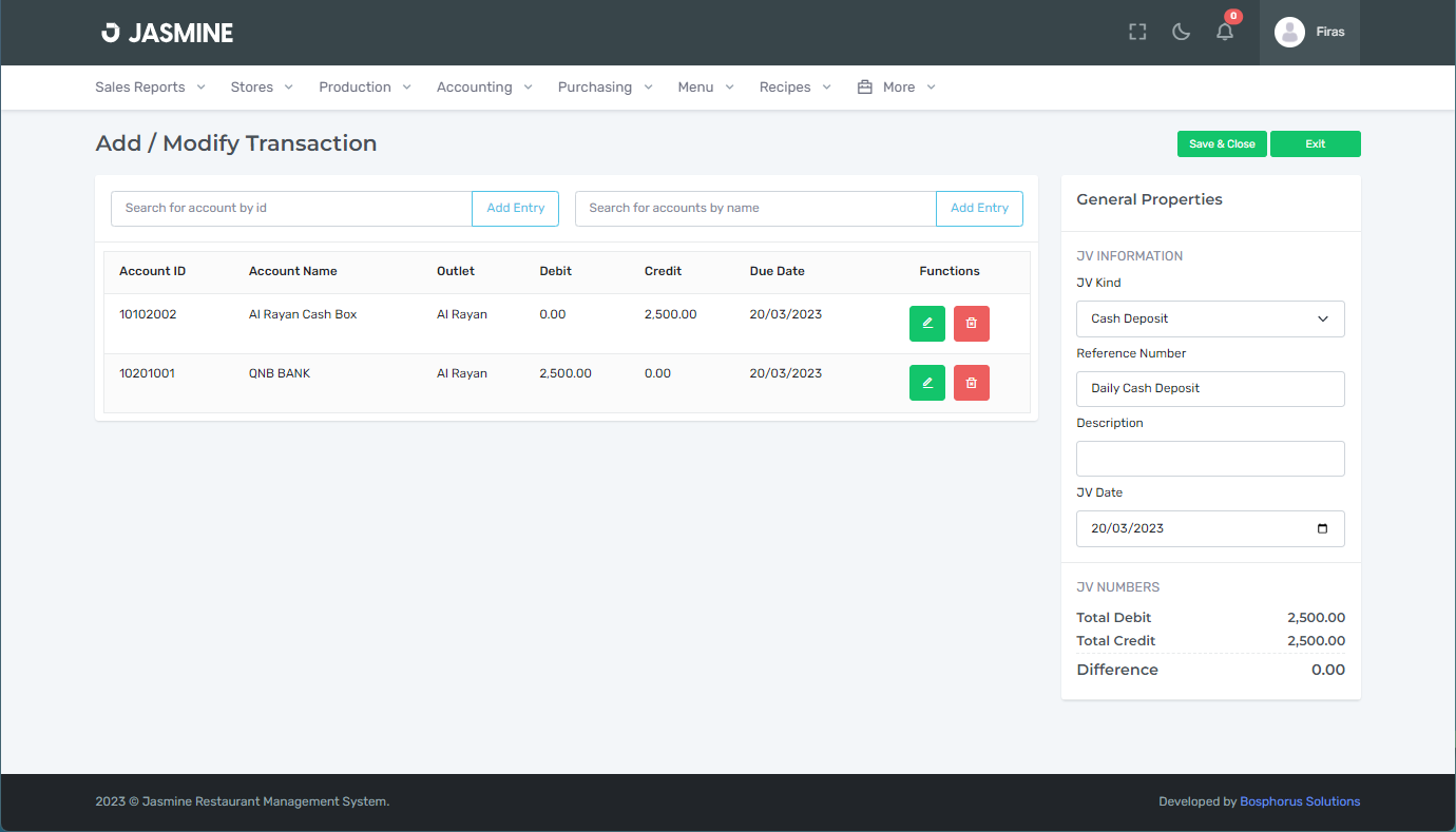 Jasmine RMS - Accounting Management