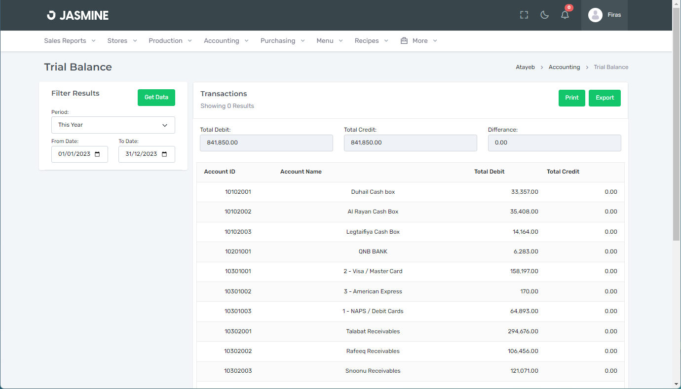 Jasmine RMS - Accounting Management