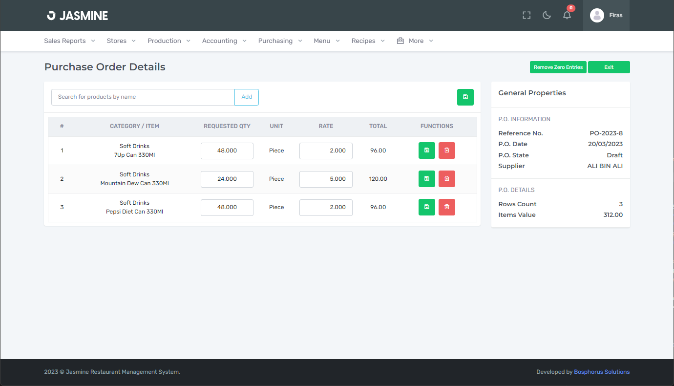 Jasmine RMS - Purchasing Management