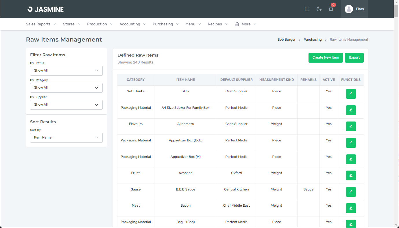 Jasmine RMS - Purchasing Management