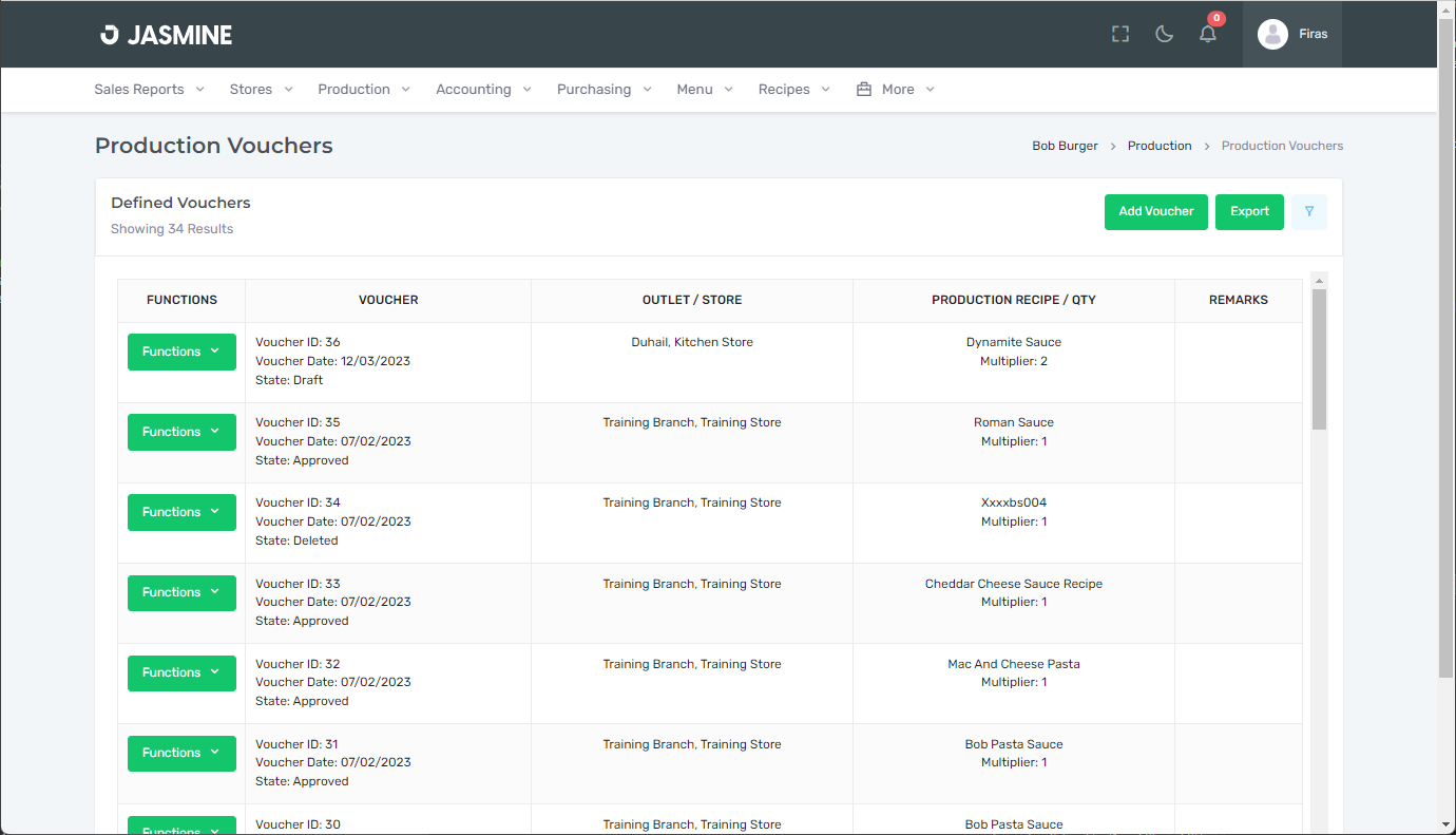 Jasmine RMS - Production Management